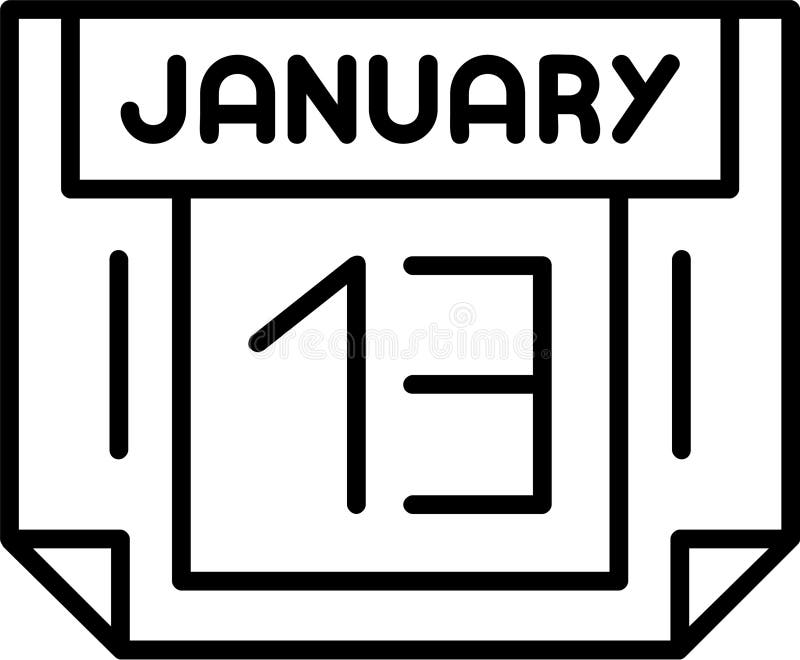 13 January Outline Vector Icon Stock Vector - Illustration of ...