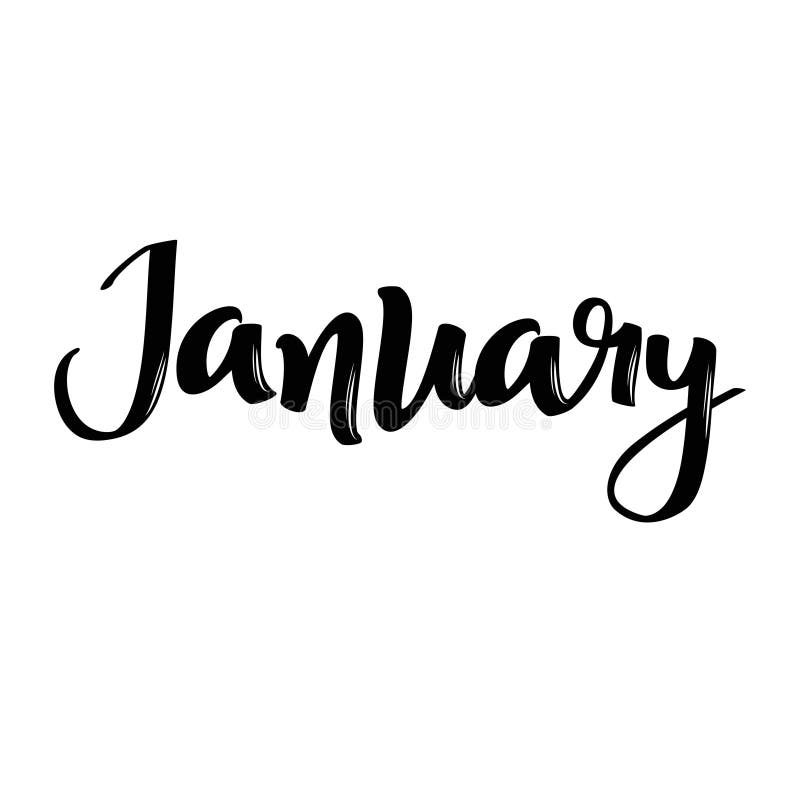January Month Name. Handwritten Calligraphic Word. Bold Font. Stock ...