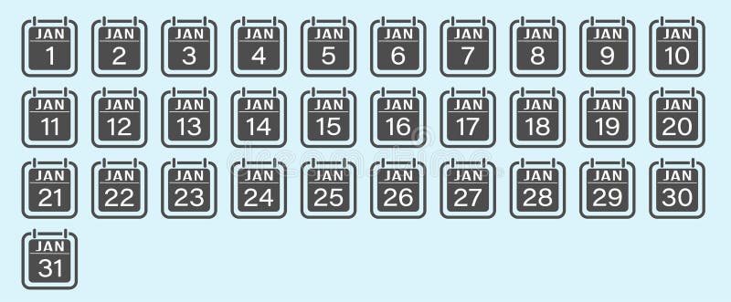 January is a Month with Numbers. a Set of Calendar Sheets for a Website ...