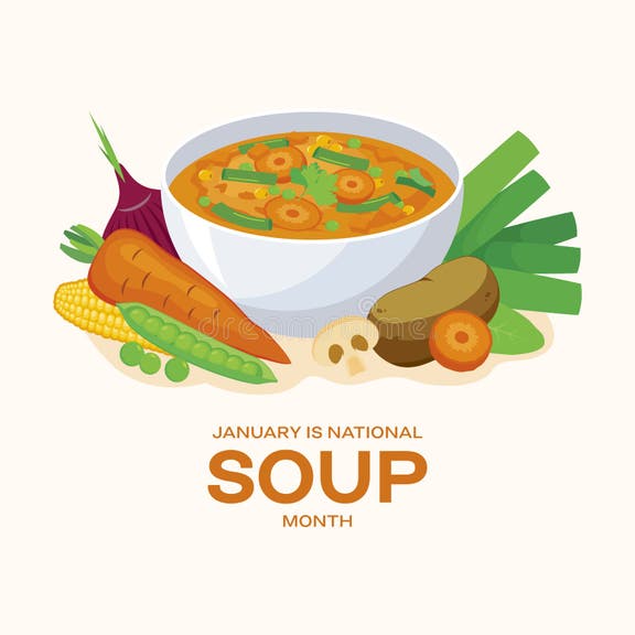January is National Soup Month Vector Stock Vector - Illustration of ...
