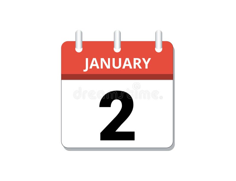 January, 2nd Calendar Icon Vector, Concept of Schedule, Business and ...