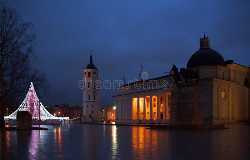 January Night at the Cathedral Square Stock Image - Image of winter ...