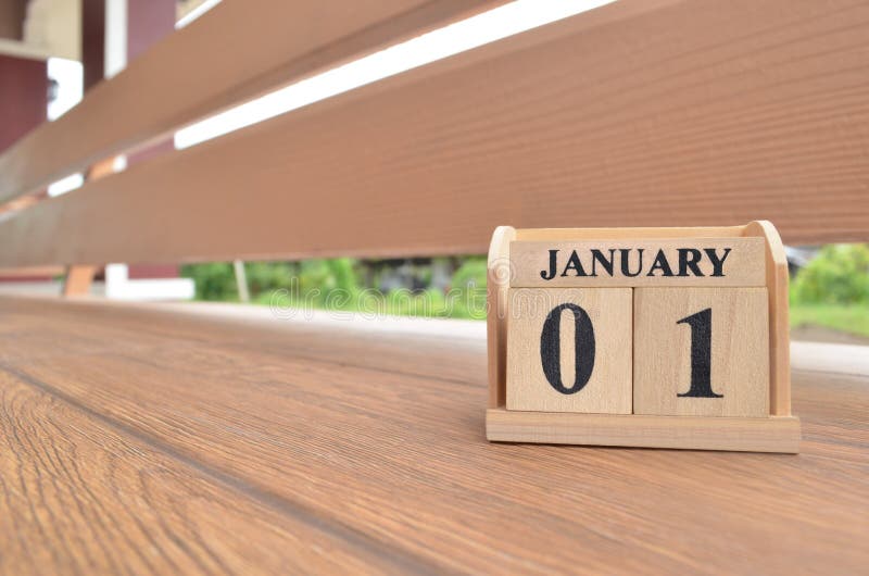 January 01, Number Cube with Wooden Balcony Background. Stock Image ...