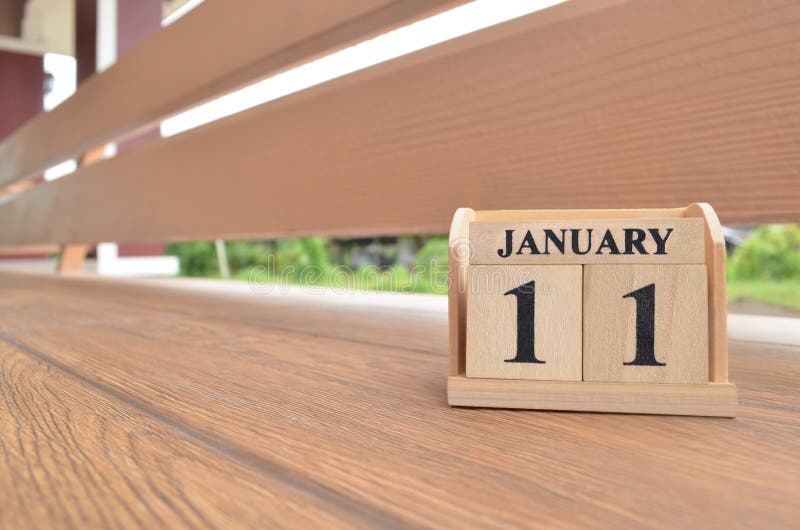 January 11, Number Cube with Wooden Balcony Background. Stock Image ...