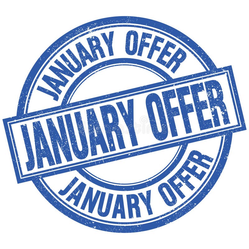 JANUARY OFFER Written Word on Blue Stamp Sign Stock Illustration ...