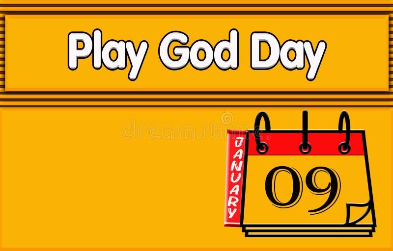 09 January, Play God Day, Text Effect on Yellow Background Stock ...