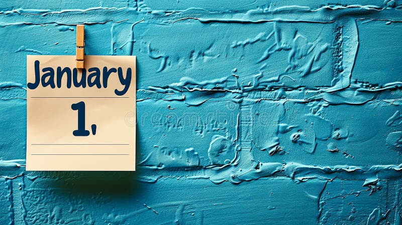 January 1 Reminder on Vibrant Blue Wall. AI Generated. Stock ...