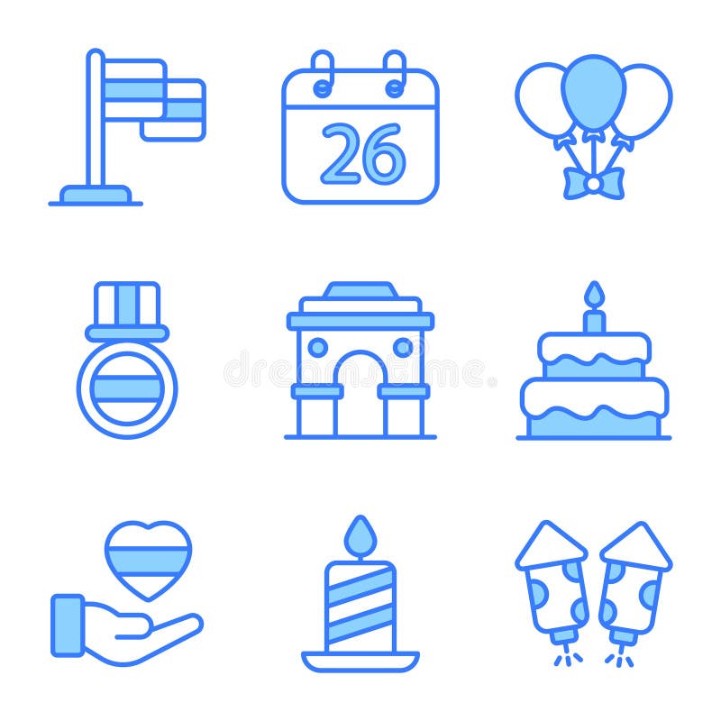 26 January Republic Day Vector Icons Stock Vector - Illustration of ...