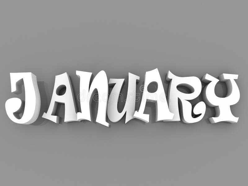 January Sign or Banner with Colorful Brush Stroke Design on Whit Stock ...