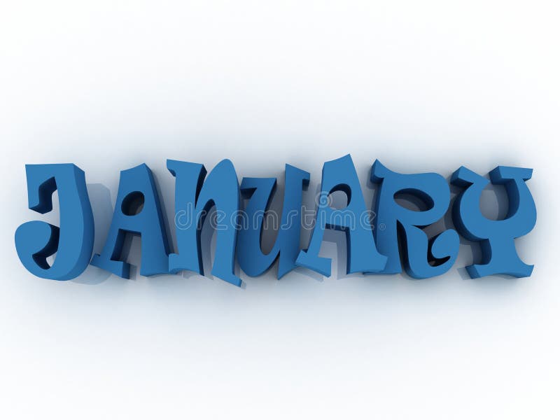 January Sign or Banner with Colorful Brush Stroke Design on Whit Stock ...