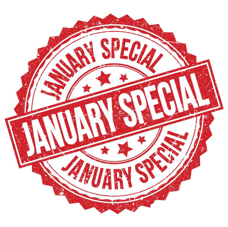 JANUARY SPECIAL Text on Red Round Stamp Sign Stock Illustration ...
