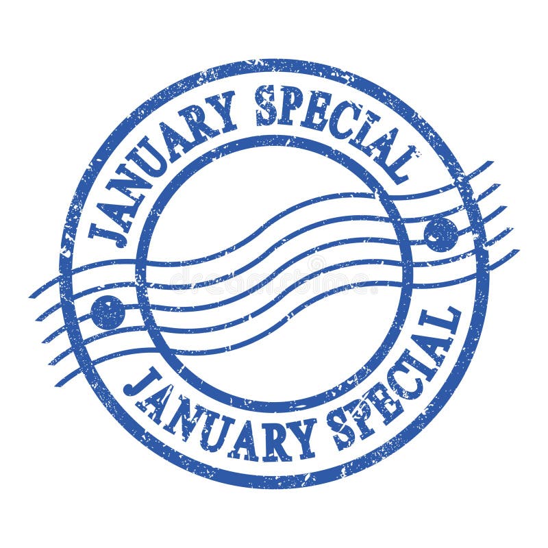 JANUARY SPECIAL, Text Written on Blue Postal Stamp Stock Illustration ...