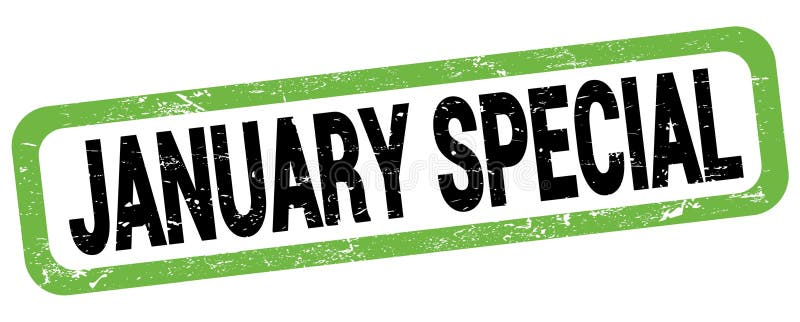JANUARY SPECIAL Text Written on Green-black Rectangle Stamp Stock ...