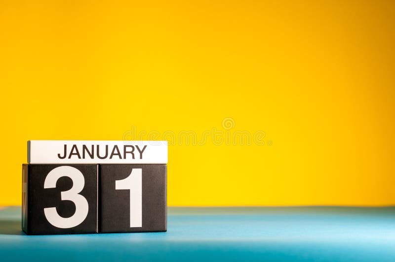 January 31st. Day 31 of January Month, Calendar on Yellow Background ...