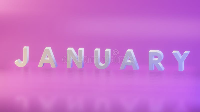 January Text on Gradient Background Simple and Elegant . 3d ...