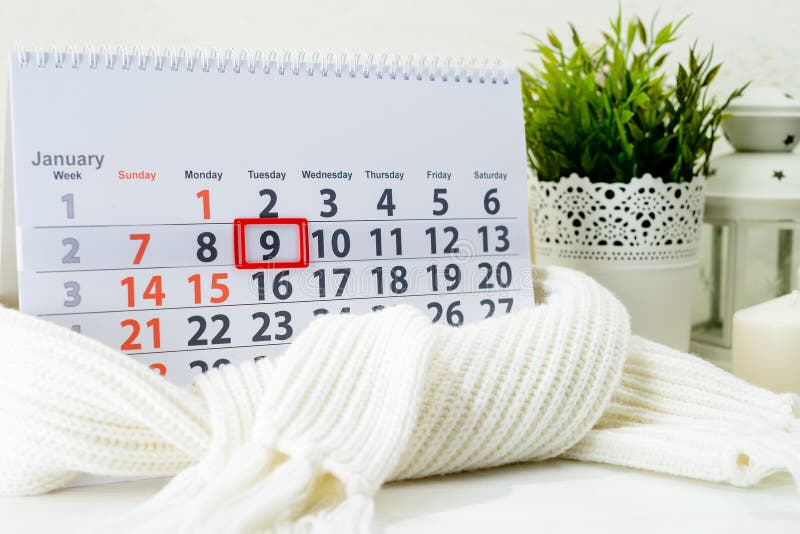 January 9th. Day 9 of Month on White Calendar Stock Image - Image of ...