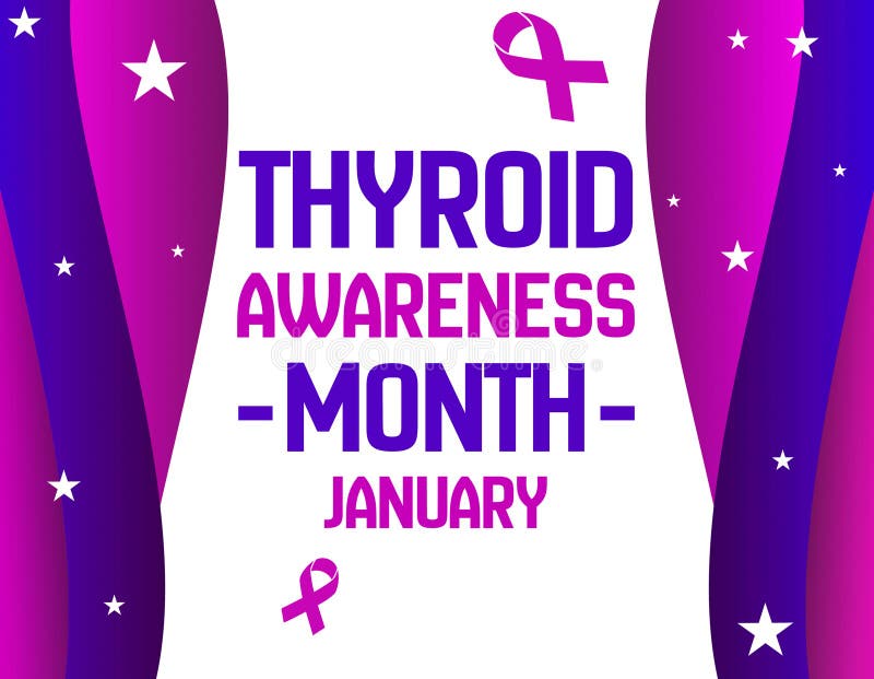 January is Thyroid Awareness Month, Ribbons Along Typography in the ...