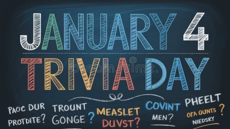 January 4 Trivia Day, Chalk Text Effect for Engaging Promotions Stock ...