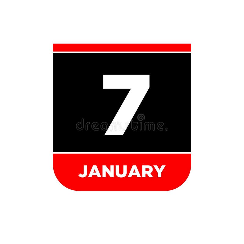 7 January Vector Calendar Vector Icon. 7 Jan Card Stock Vector ...