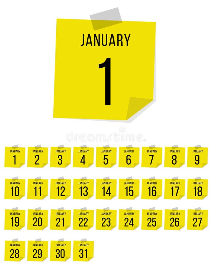 January. Vector Flat daily Calendar Set. Icon Stock Vector ...