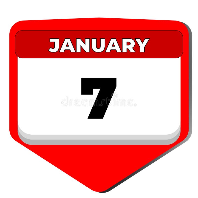 7 January Vector Icon Calendar Day. 7 Date of January. Seventh Day of ...