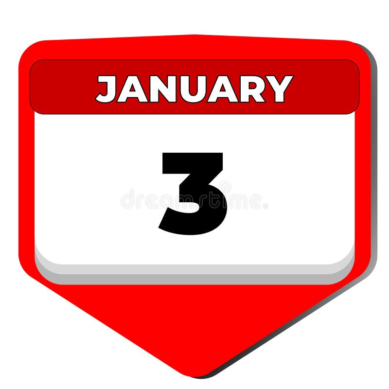 3 January Vector Icon Calendar Day. 3 Date of January. Third Day of ...
