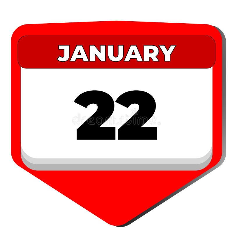 22 January Vector Icon Calendar Day. 22 Date of January. Twenty Second ...