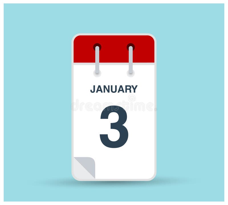 January 3 Vertical Calendar Leaf Stock Vector - Illustration of ...