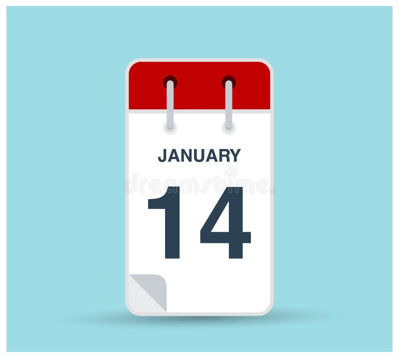 January 14 Vertical Calendar Leaf Stock Vector - Illustration of ...