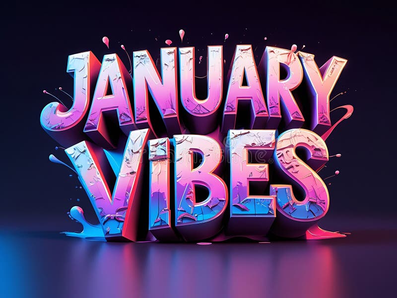 January Vibes Artistic Textural 3D Render Stock Illustration ...