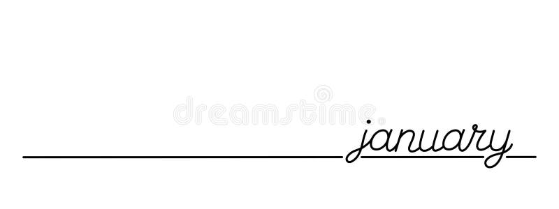 January Word Continuous Line Drawing, Black Line Vector Illustration ...