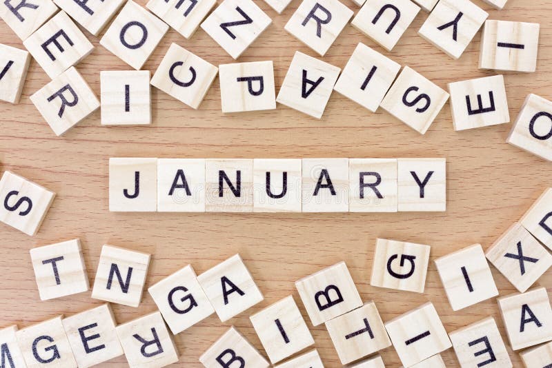 January Words with Wooden Blocks Stock Photo - Image of week, wood ...