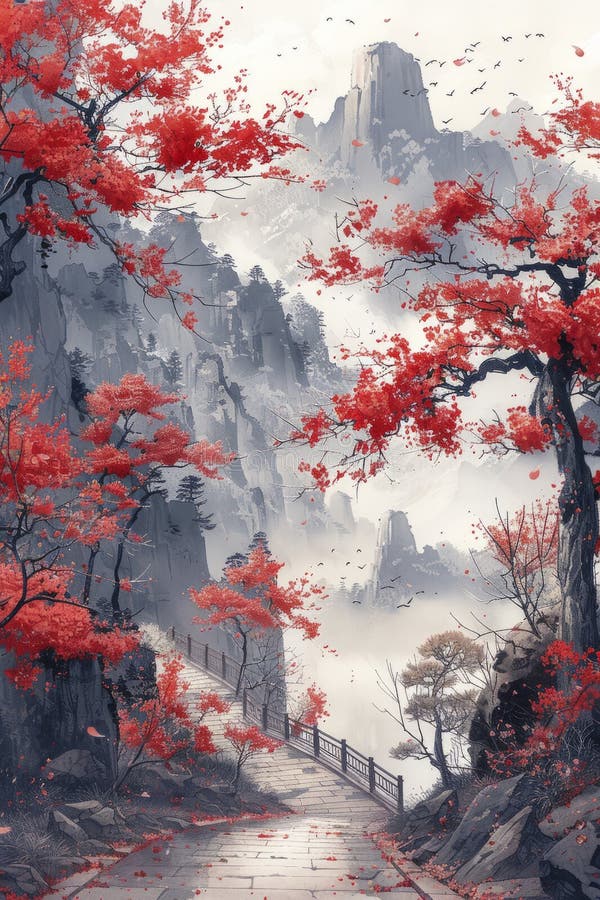 Japan Artwork Watercolor, Spring. Zen. AI Generative Stock Illustration ...