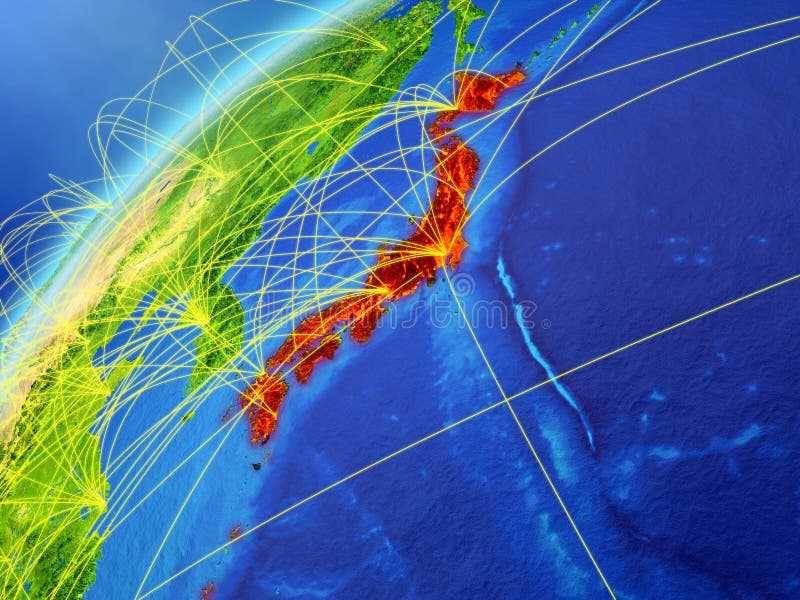 Japan auf Erde im Rot stock abbildung. Illustration von astronomie ...