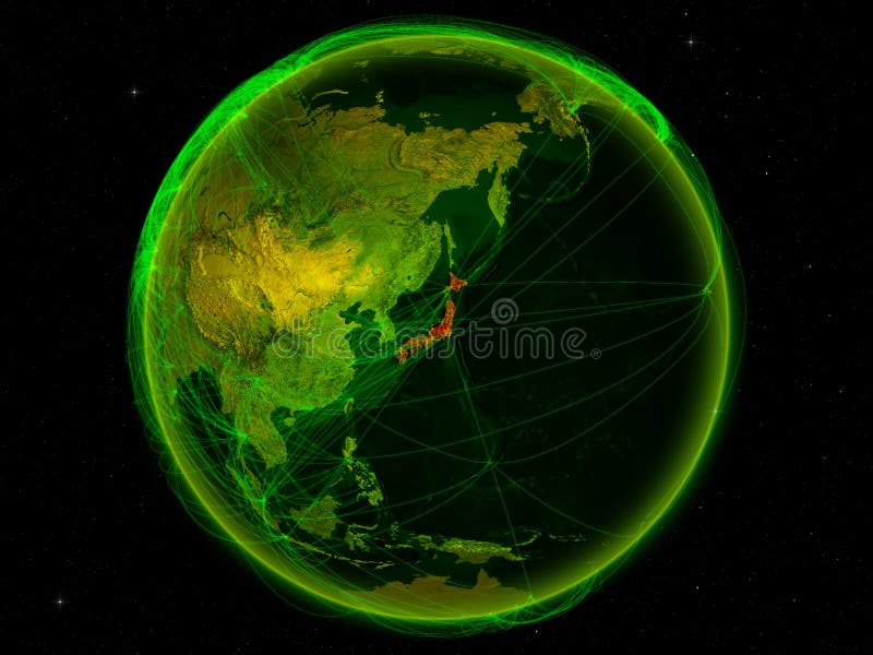 Japan auf Erde mit Netz stock abbildung. Illustration von japanisch ...