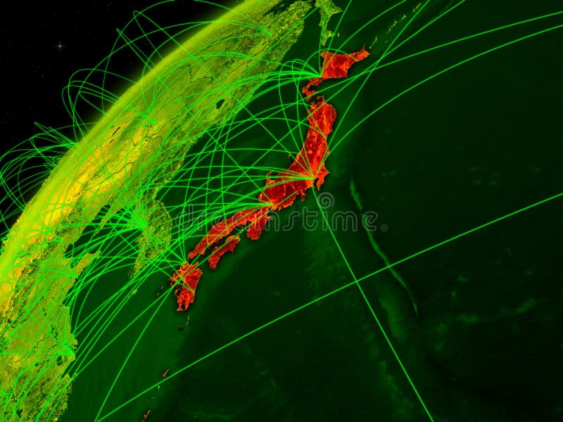 Japan auf Erde mit Netz stock abbildung. Illustration von japanisch ...