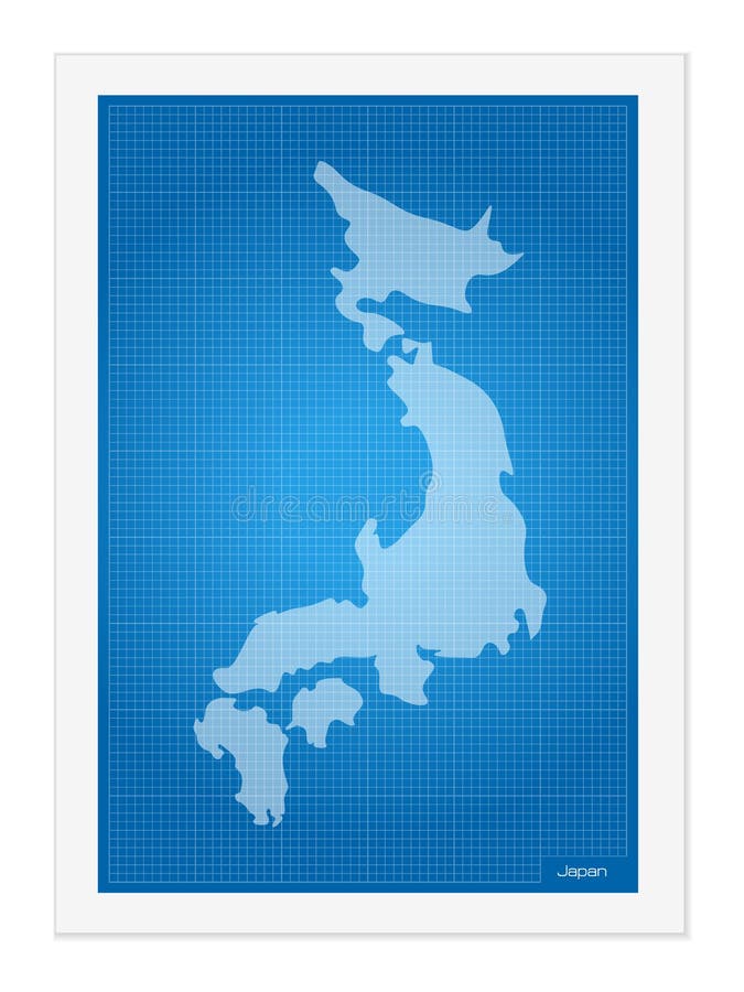 Japan Blueprint Map Template with Capital City. Stock Vector ...