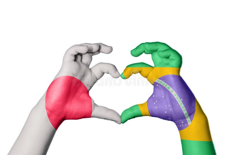 Japan Brazil Heart, Hand Gesture Making Heart Stock Image - Image of ...