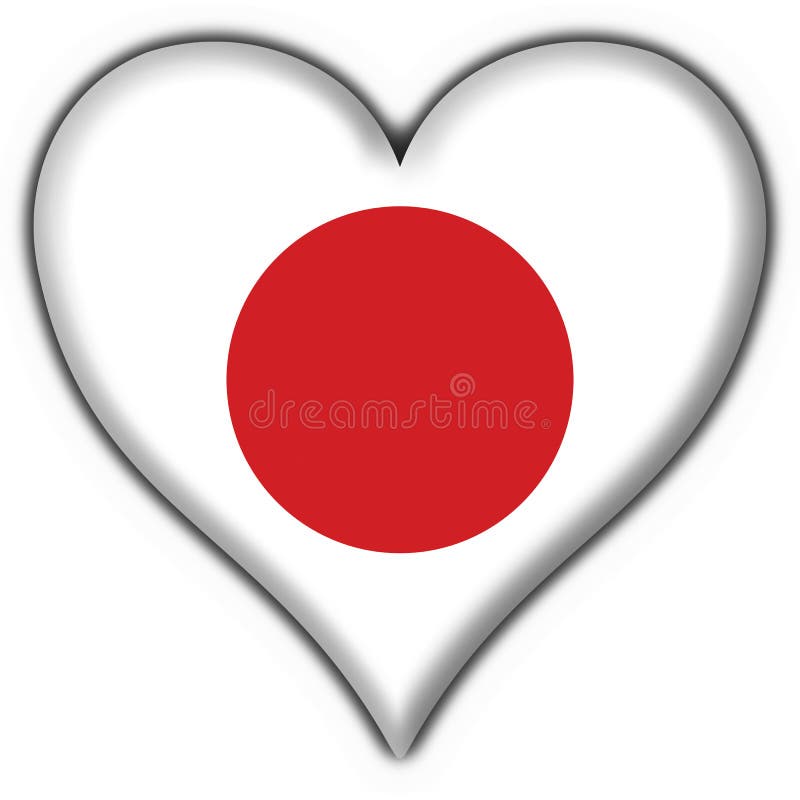 Japan Button Flag Heart Shape Stock Illustration - Illustration of ...