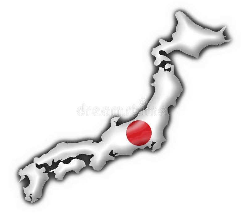 Japan Button Flag Map Shape Stock Illustration - Illustration of kyoto ...