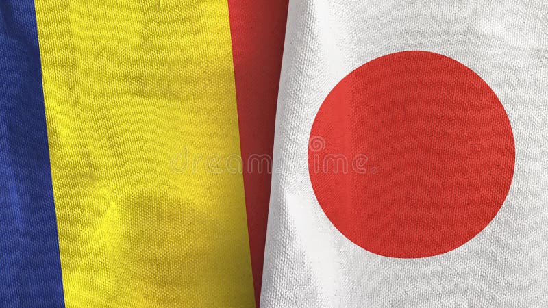 Japan and Chad Two Flags Textile Cloth 3D Rendering Stock Illustration ...