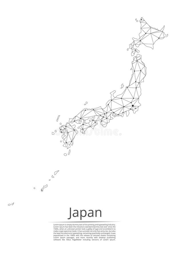 Japan Communication Network Map. Vector Low Poly Image of a Global Map ...