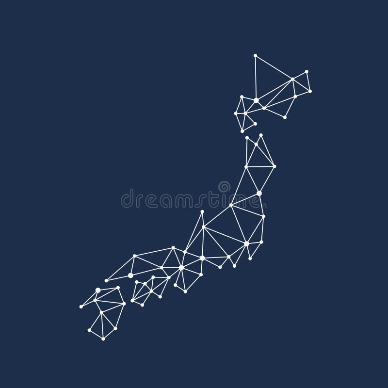 Japan Communications Network Simple Geometric Map Stock Vector ...