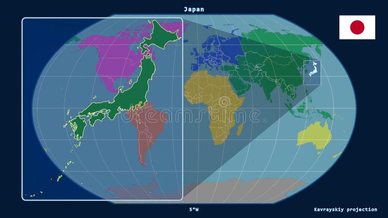 Japan - Continents. Kavrayskiy, Left Stock Illustration - Illustration ...