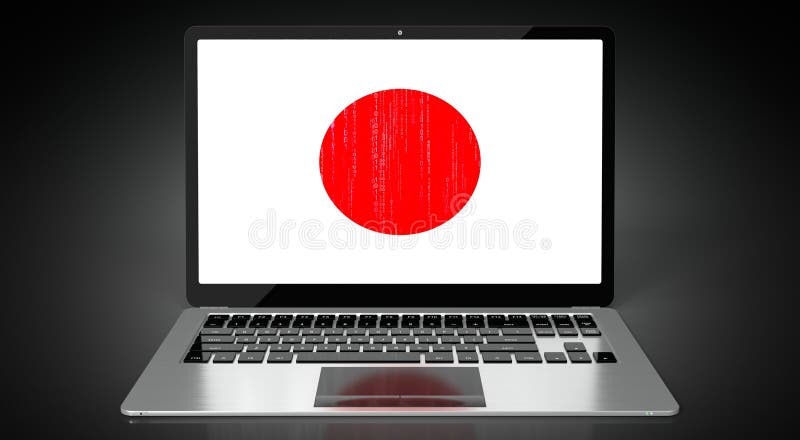 Japan - Country Flag and Binary Code on Laptop Screen Stock ...