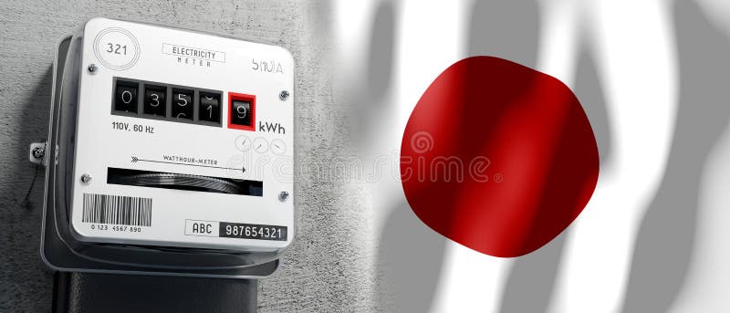 Japan - Country Flag and Energy Meter Stock Illustration - Illustration ...