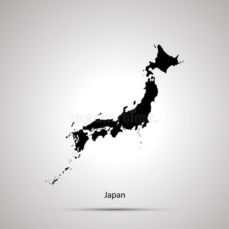 Japan Country Map, Simple Black Silhouette on Gray Stock Vector ...