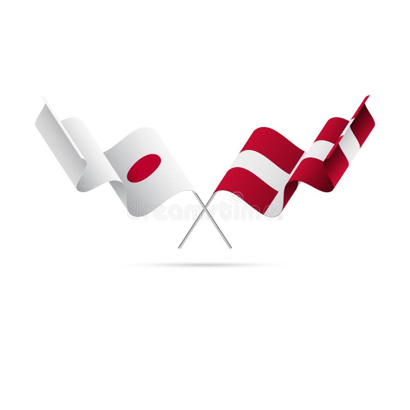 Japan and Denmark. Crossed Danish and Japanese Flags. Official Colors ...