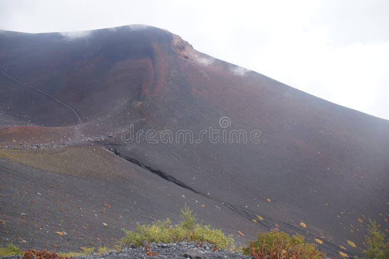 Japan, Der Krater Des Vulkans Fuji Stockfoto - Bild von fuji, höhe ...