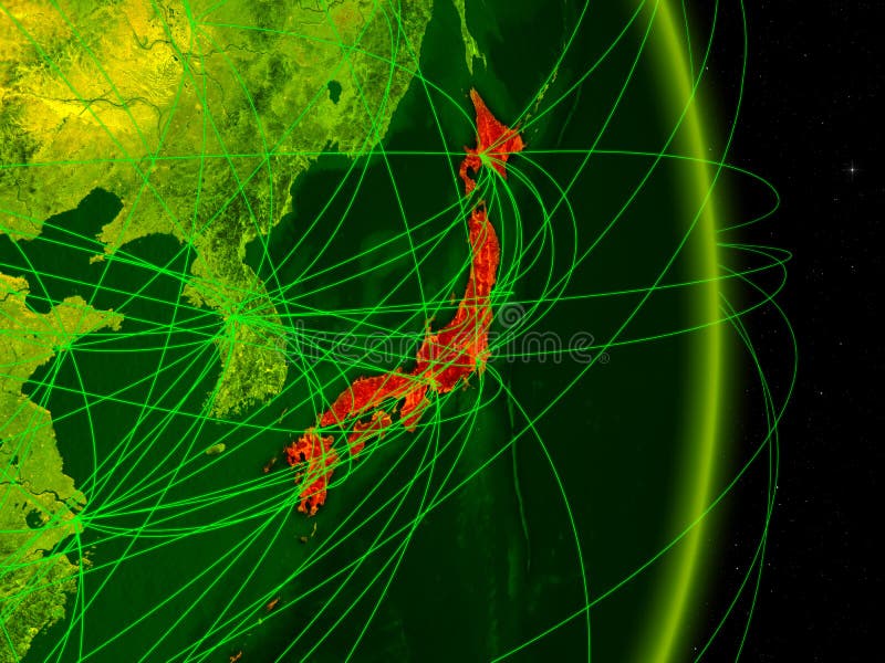 Japan on digital Earth stock illustration. Illustration of communica ...